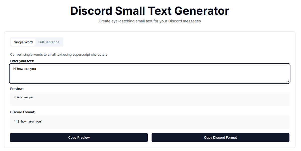 Discord Small Text Generator | Create Tiny Text for Discord