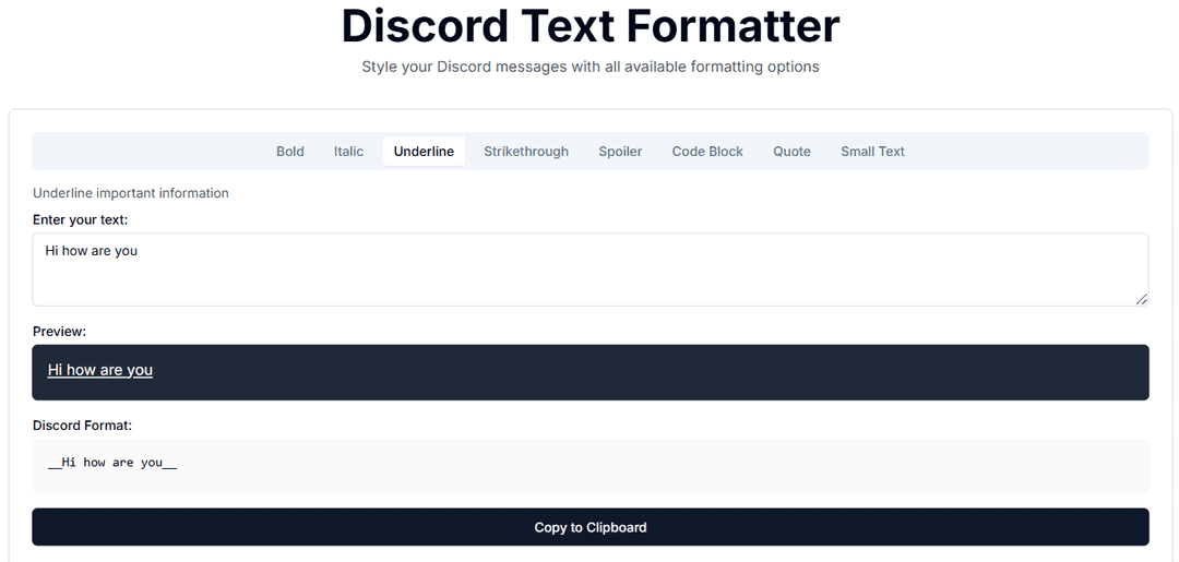 Discord Text Formatter | Style Your Messages with Bold, Italic, Small Text & More