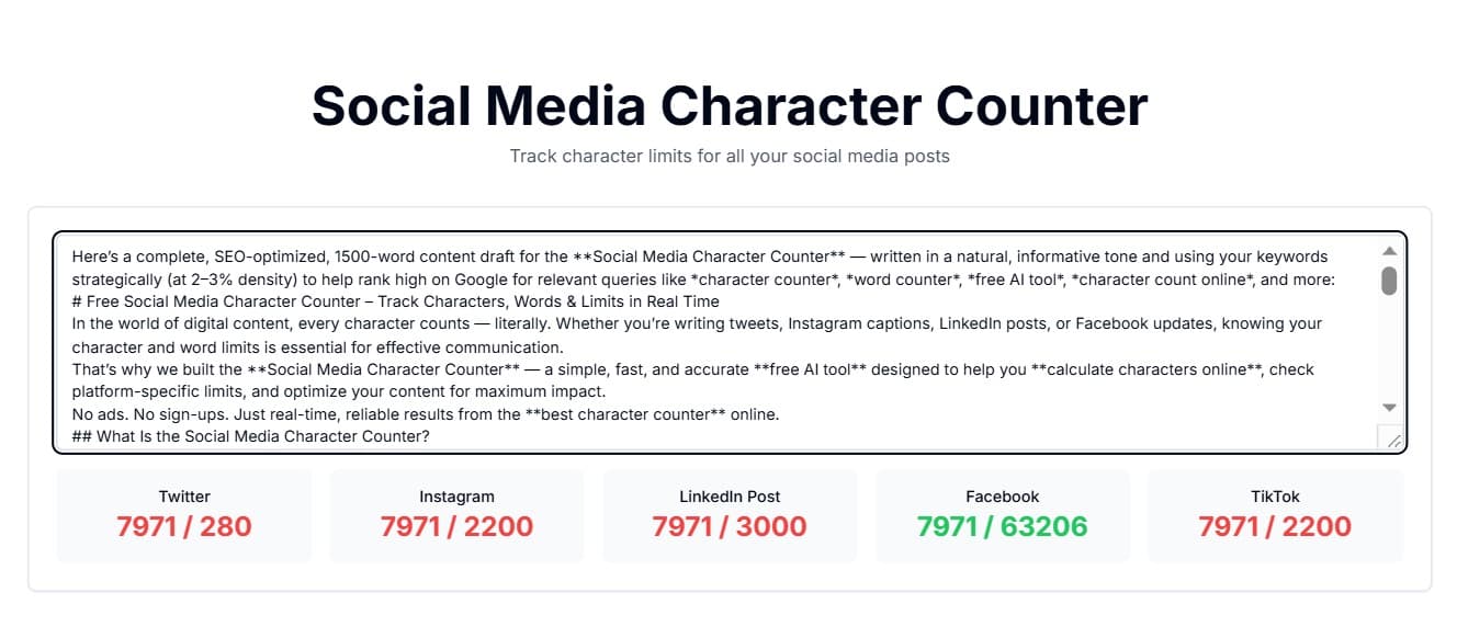 Social Media Character Counter | Twitter, Instagram, LinkedIn Limits